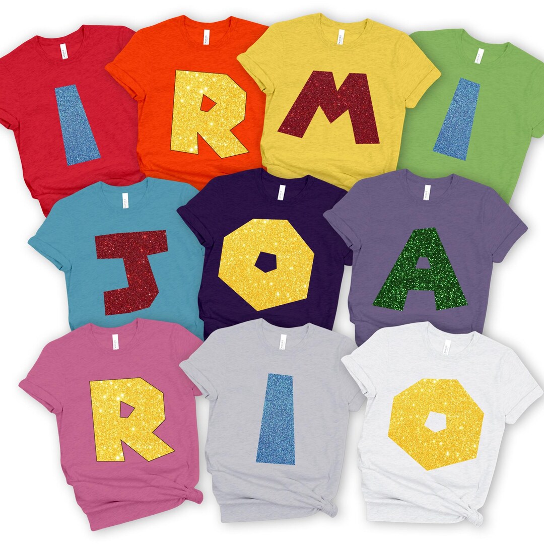 Super Letter M Glitter Print Family Shirt,super Letter Character Shirt ...