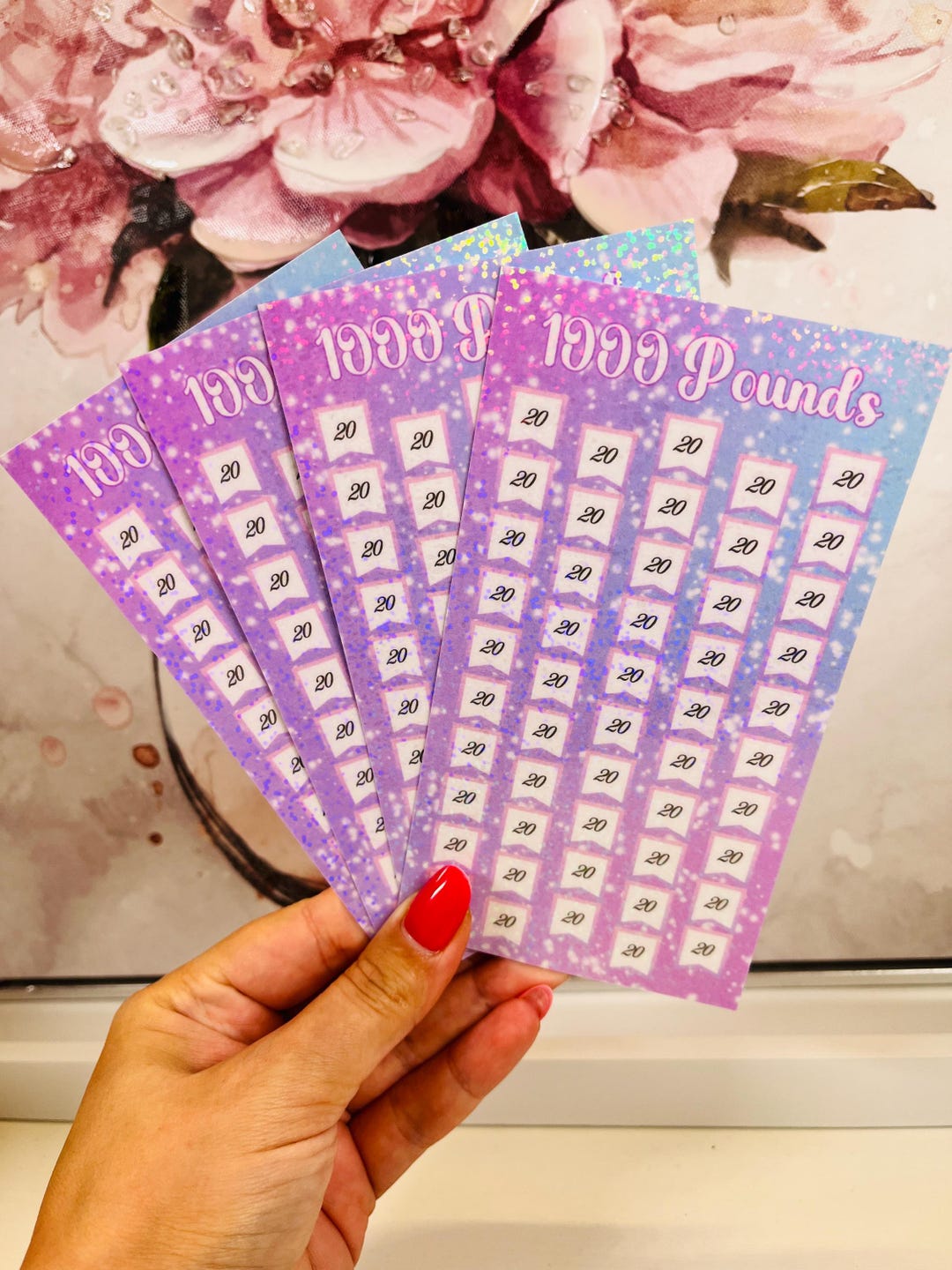 Holographic 1000 Pounds Saving Challenge for A6 Budgeting Binder Money ...