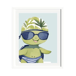 Baby Sea Turtle Wall Decor, Baby Turtle Boy Nursery Art, Under the Sea ...
