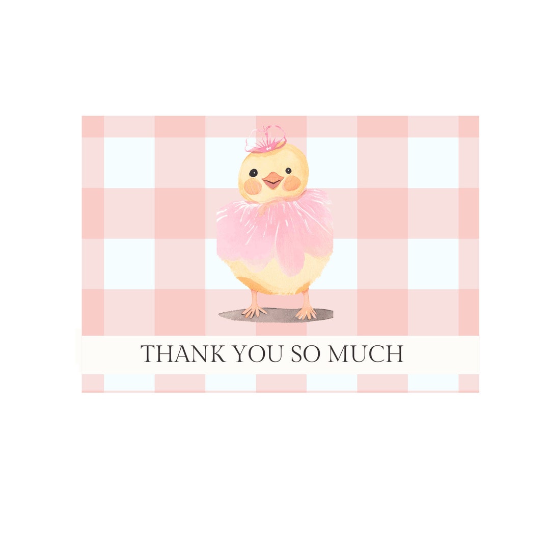 Baby Chick Buffalo Check Thank You Card, Baby Chick Girl Baby Shower ...