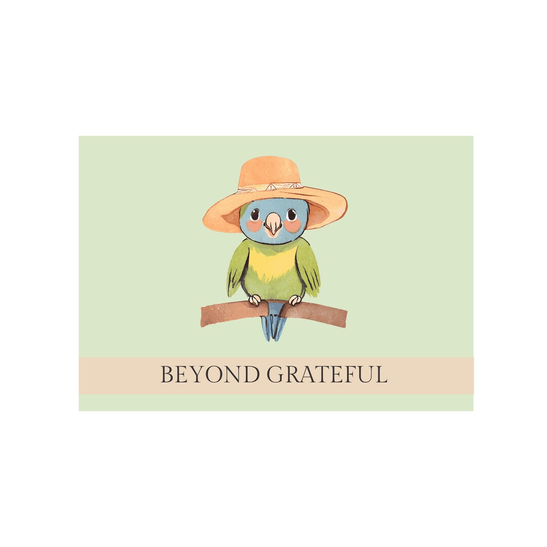 Baby Parrot Grateful Card, Baby Parrot Thank You Card, Parrot Printable ...