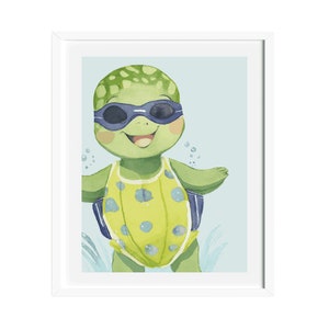 Baby Sea Turtle Wall Decor, Baby Turtle Boy Nursery Art, Under the Sea ...