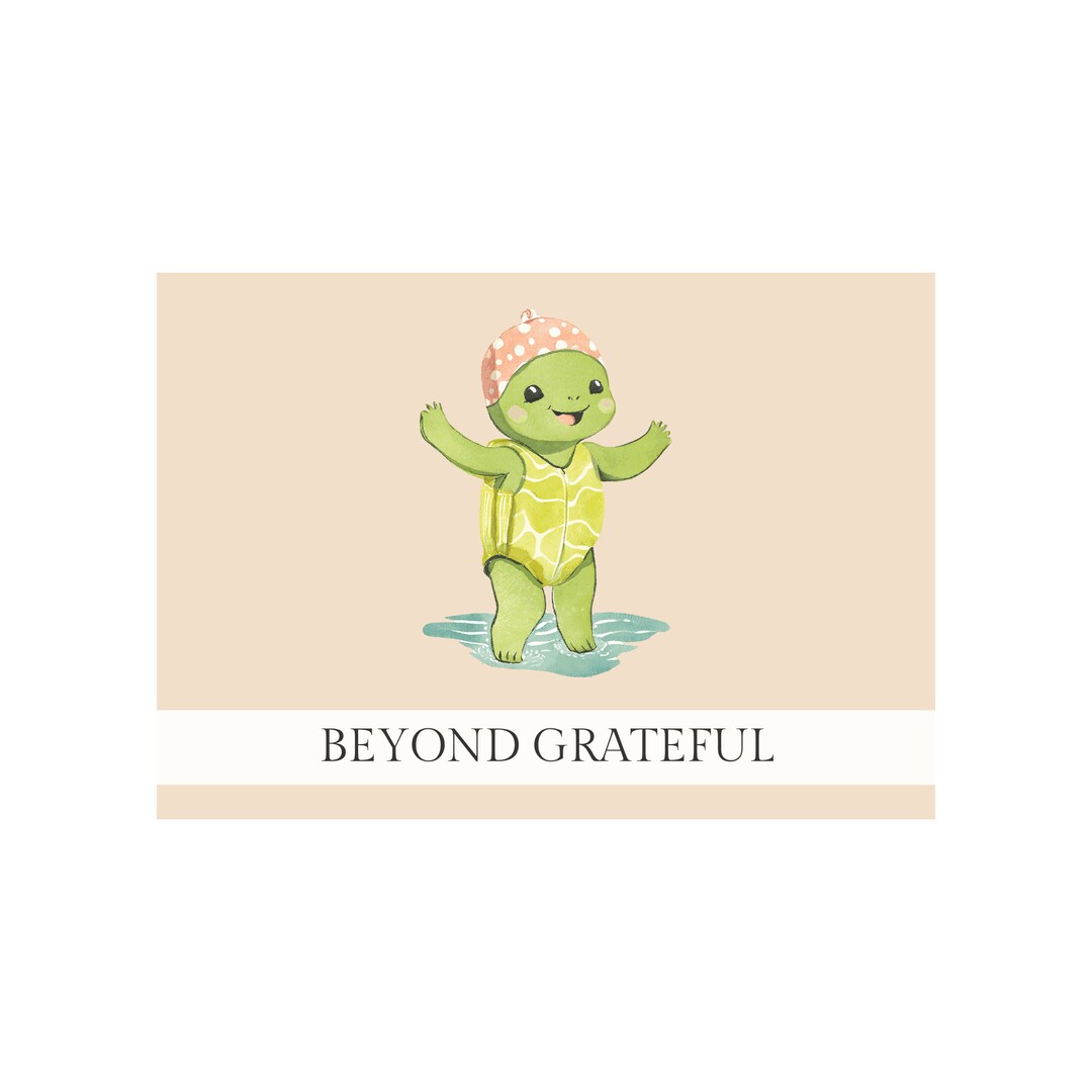Baby Sea Turtle Grateful Card, Baby Turtle Thanks Card Girl, Baby ...