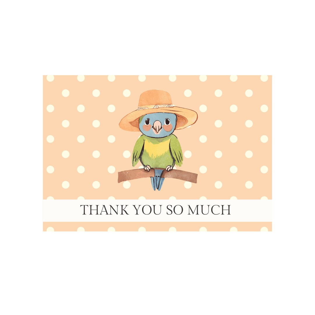 Baby Parrot Jungle Animal Thank You Card, Gender Neutral Thank You Card ...