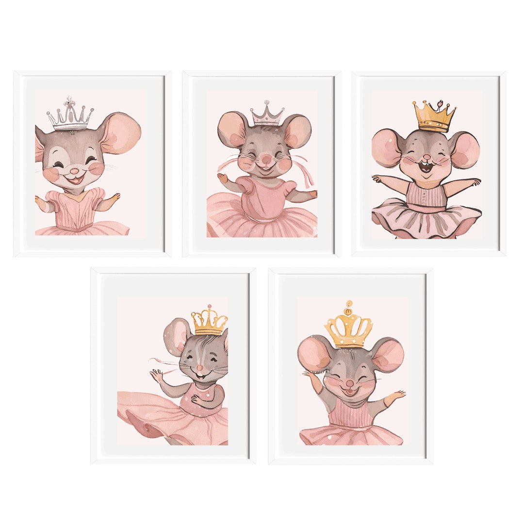 Baby Mice Girl Wall Art, Dance Baby Art Print, Digital Baby Mice Art ...