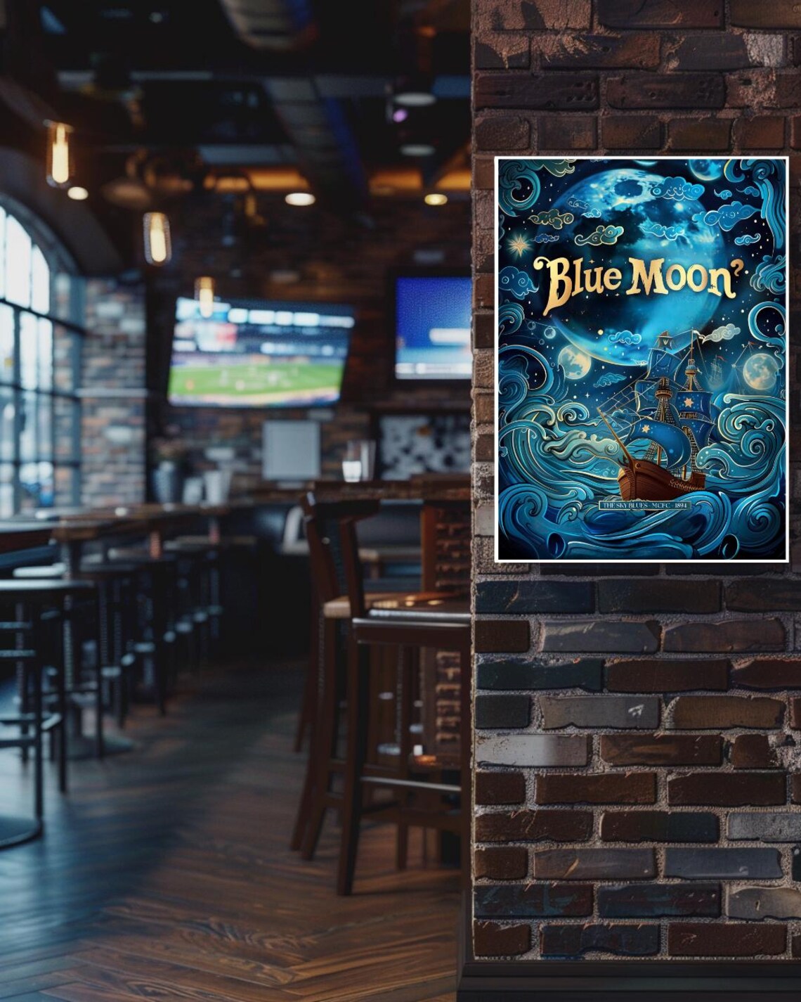 Manchester City "blue Moon" Ship Art Print: MCFC Football Decor - Etsy