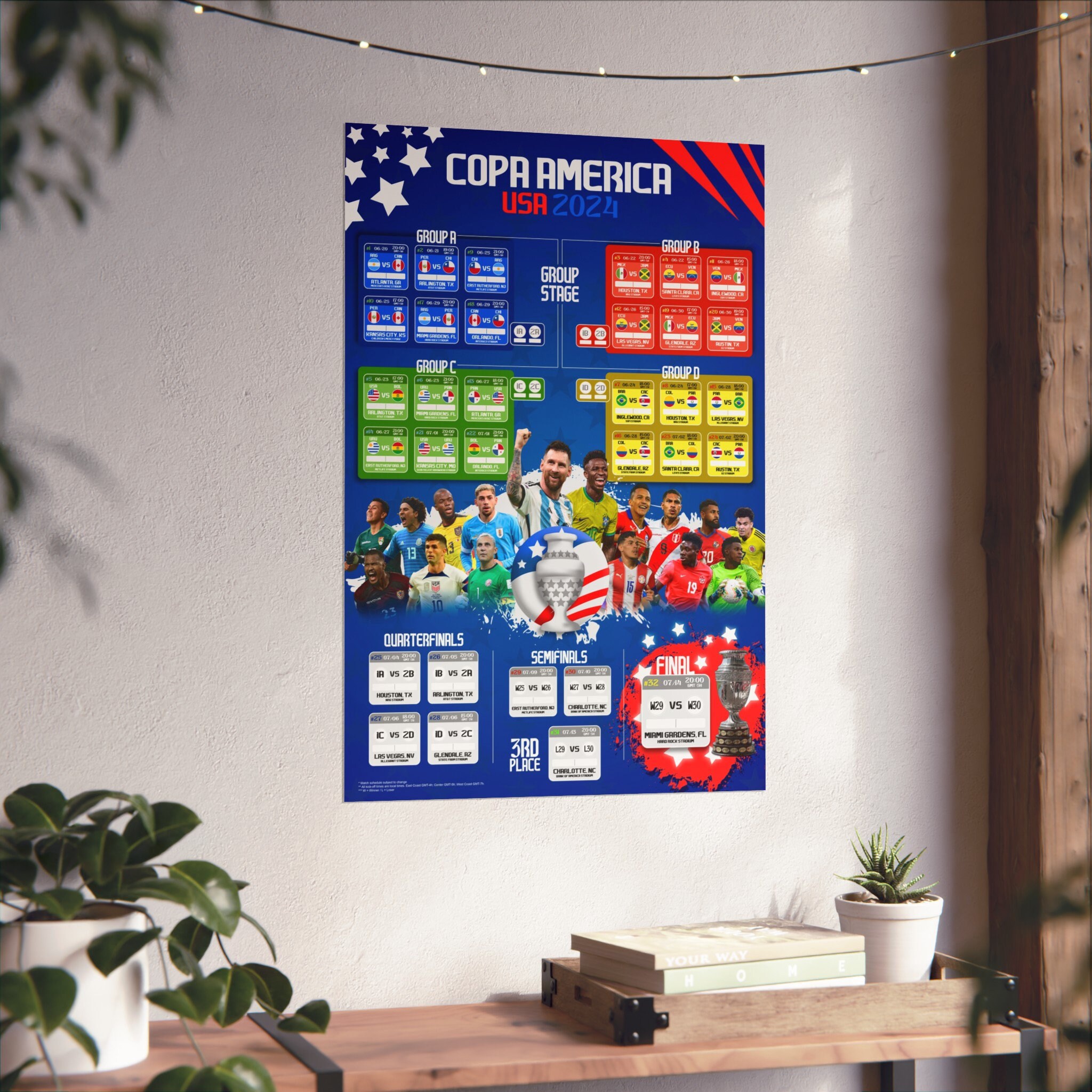 Copa America 2024 USA Soccer Wall Chart Calendar 20x30 Full Color ...