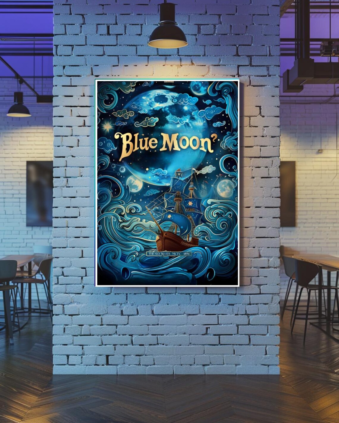 Manchester City "blue Moon" Ship Art Print: MCFC Football Decor - Etsy
