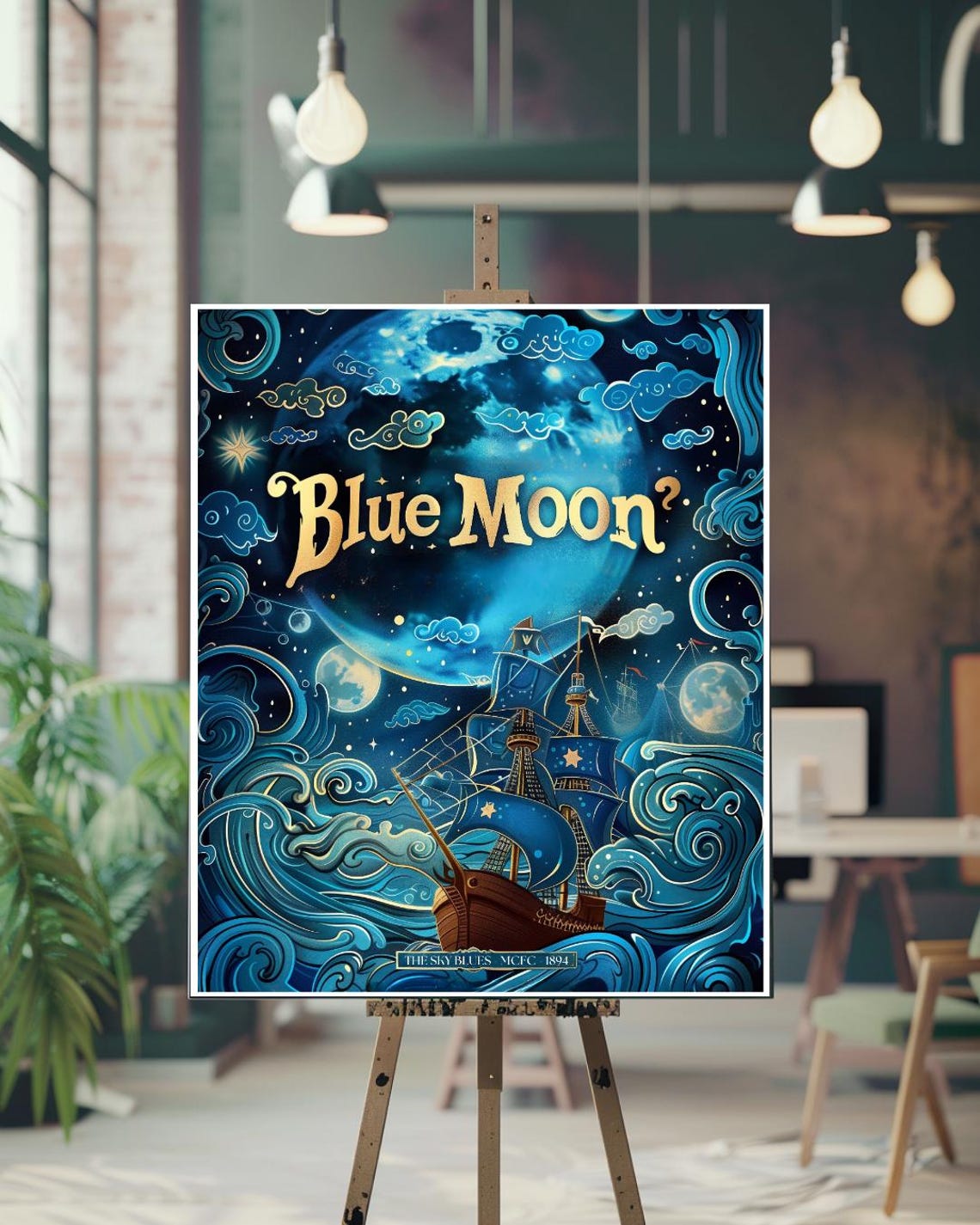 Manchester City "blue Moon" Ship Art Print: MCFC Football Decor - Etsy