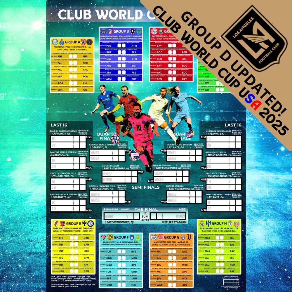 World Cup 2024 Schedule Wall Chart