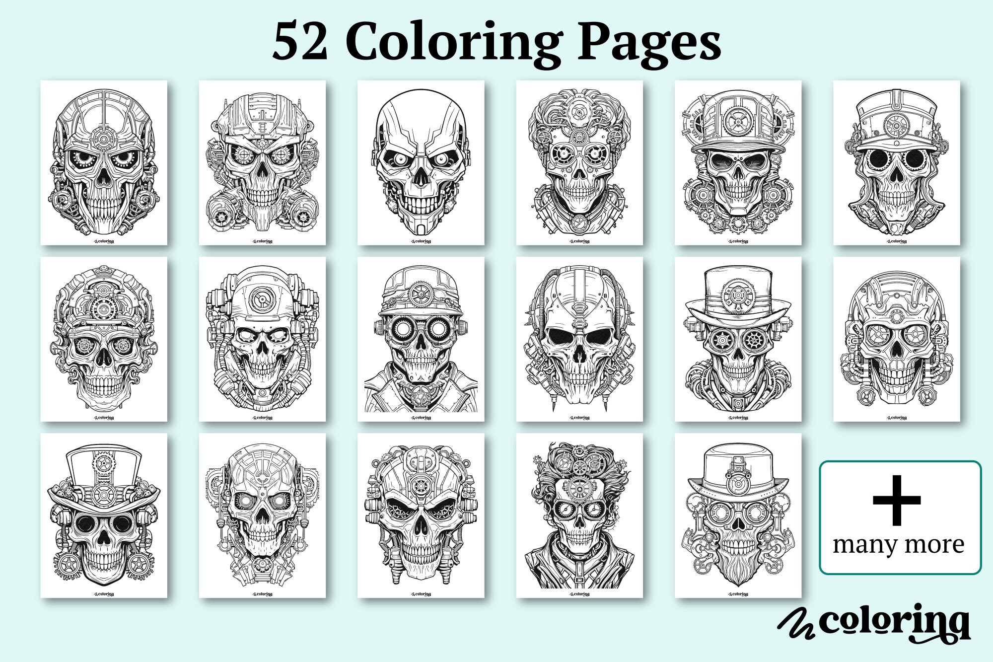 Steam & Bones 52 Coloring Pages: Adult Coloring Book || - (PDF) Instant ...