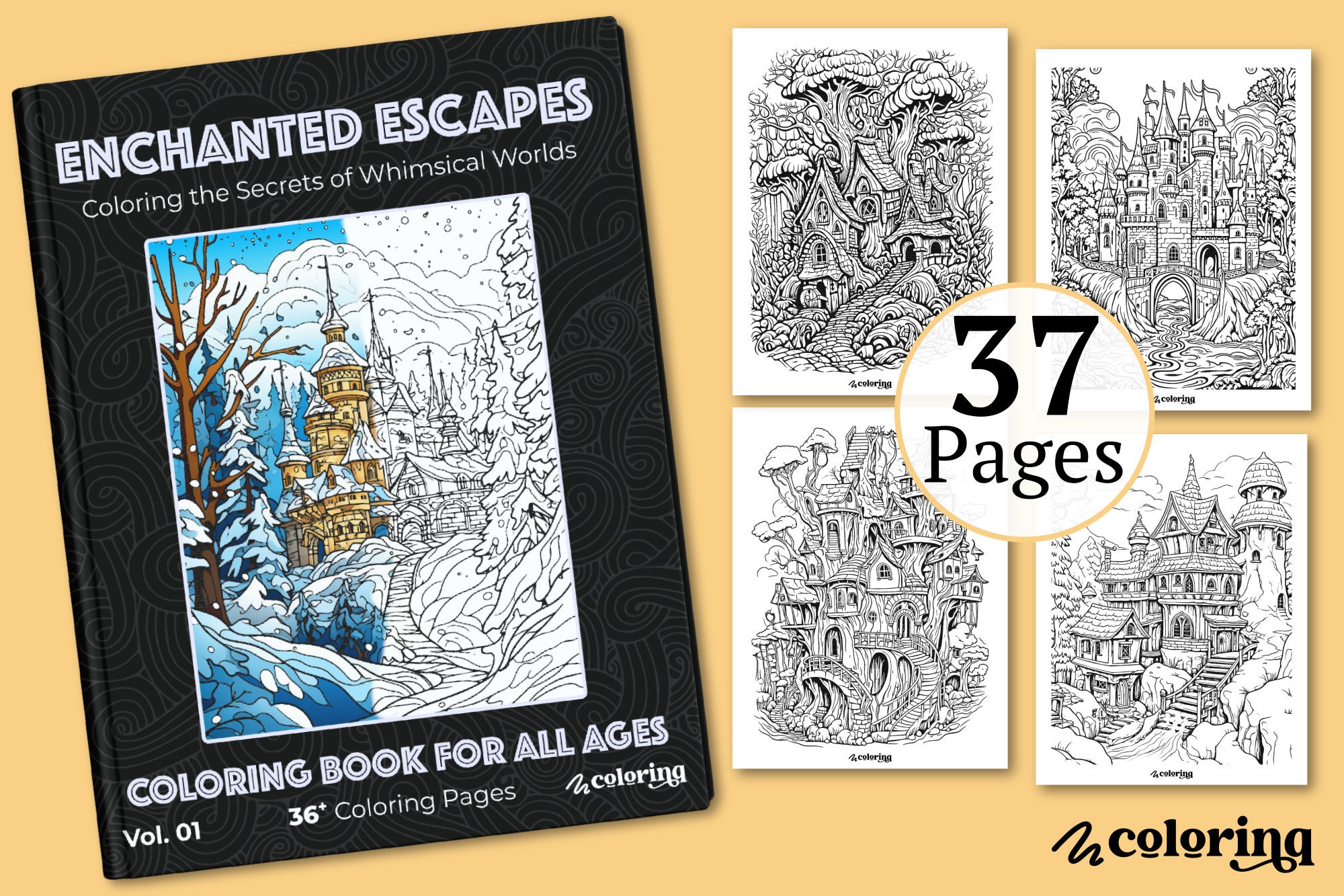 Enchanted Escapes 37 Coloring Pages: Coloring Book for All Ages ...
