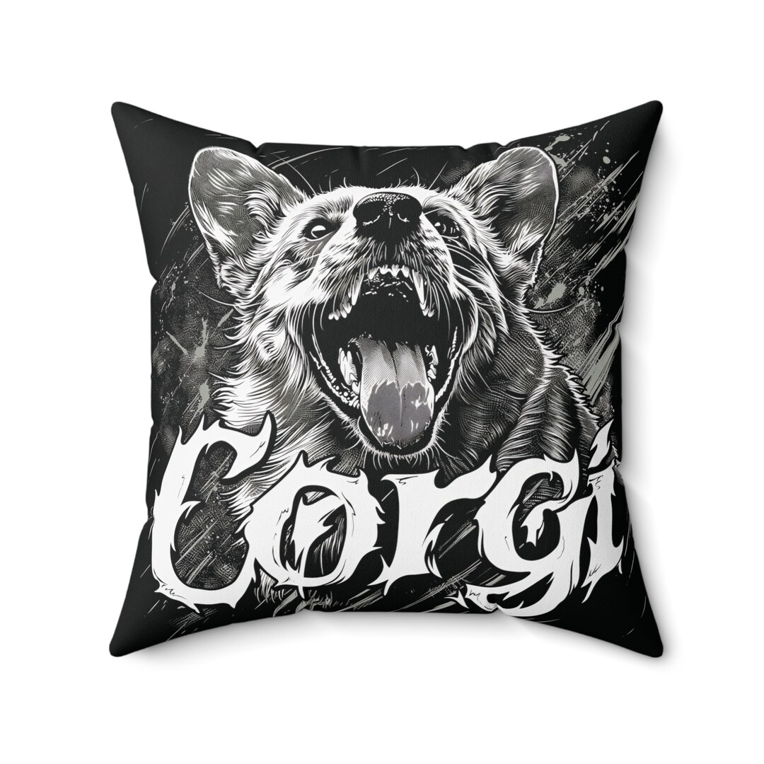 Corgi Pillow With Death Metal Design Unique Home Accent Rock Out With ...