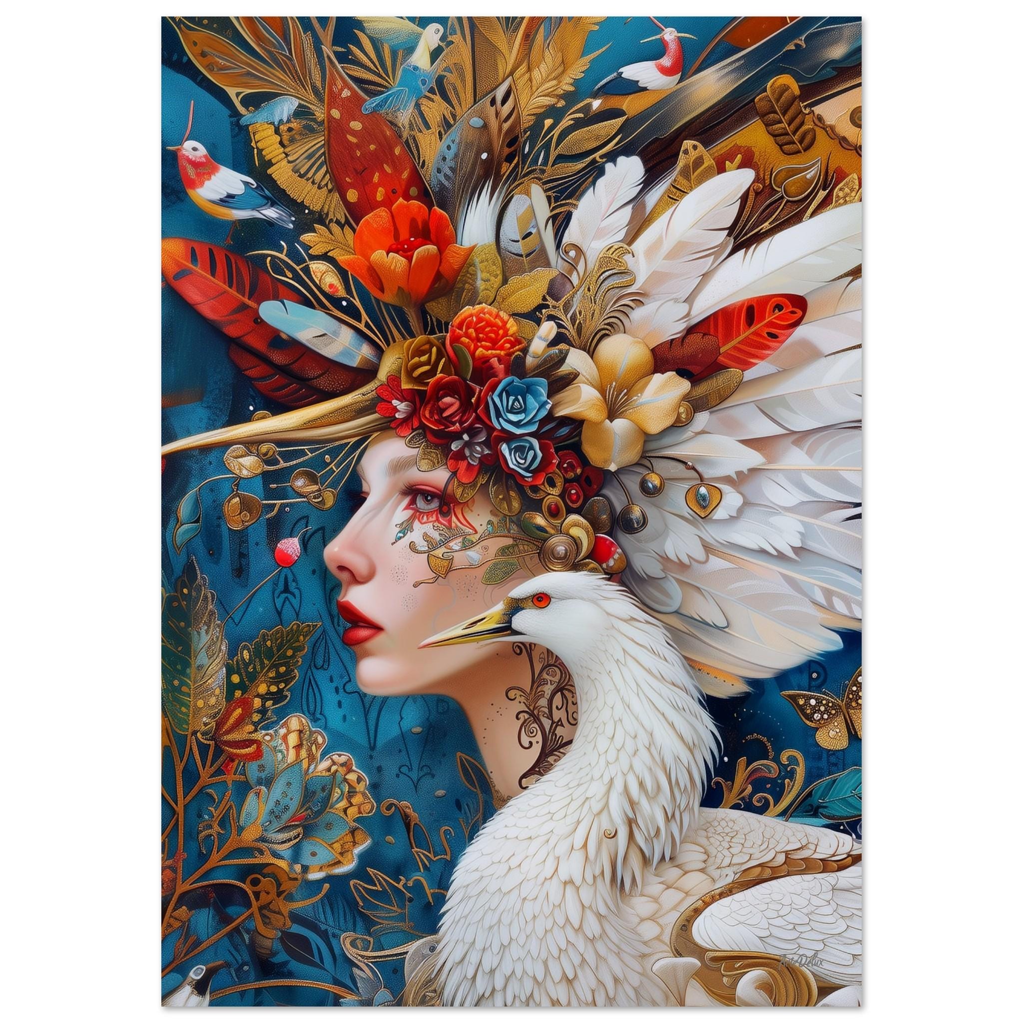 Unreal Portrait 'avian Empress' Art Print Home Decor Wall Art for ...