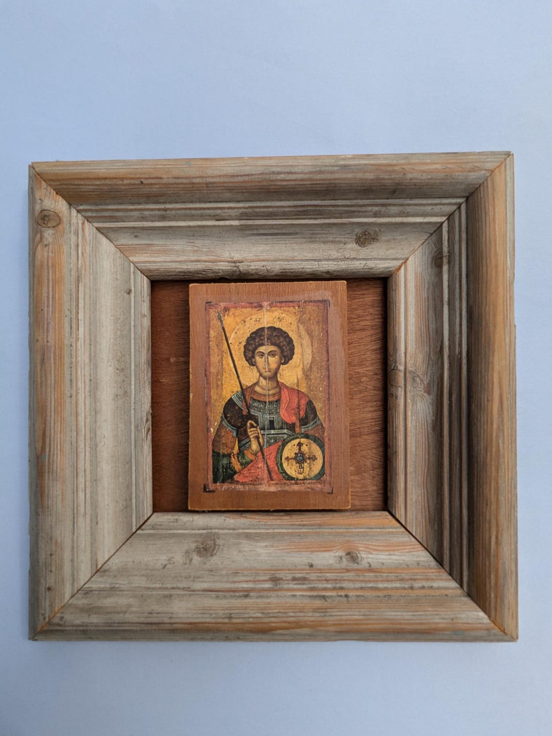 Handmade Greek Orthodox Saint George Wooden Icon - Byzantine Dragon ...