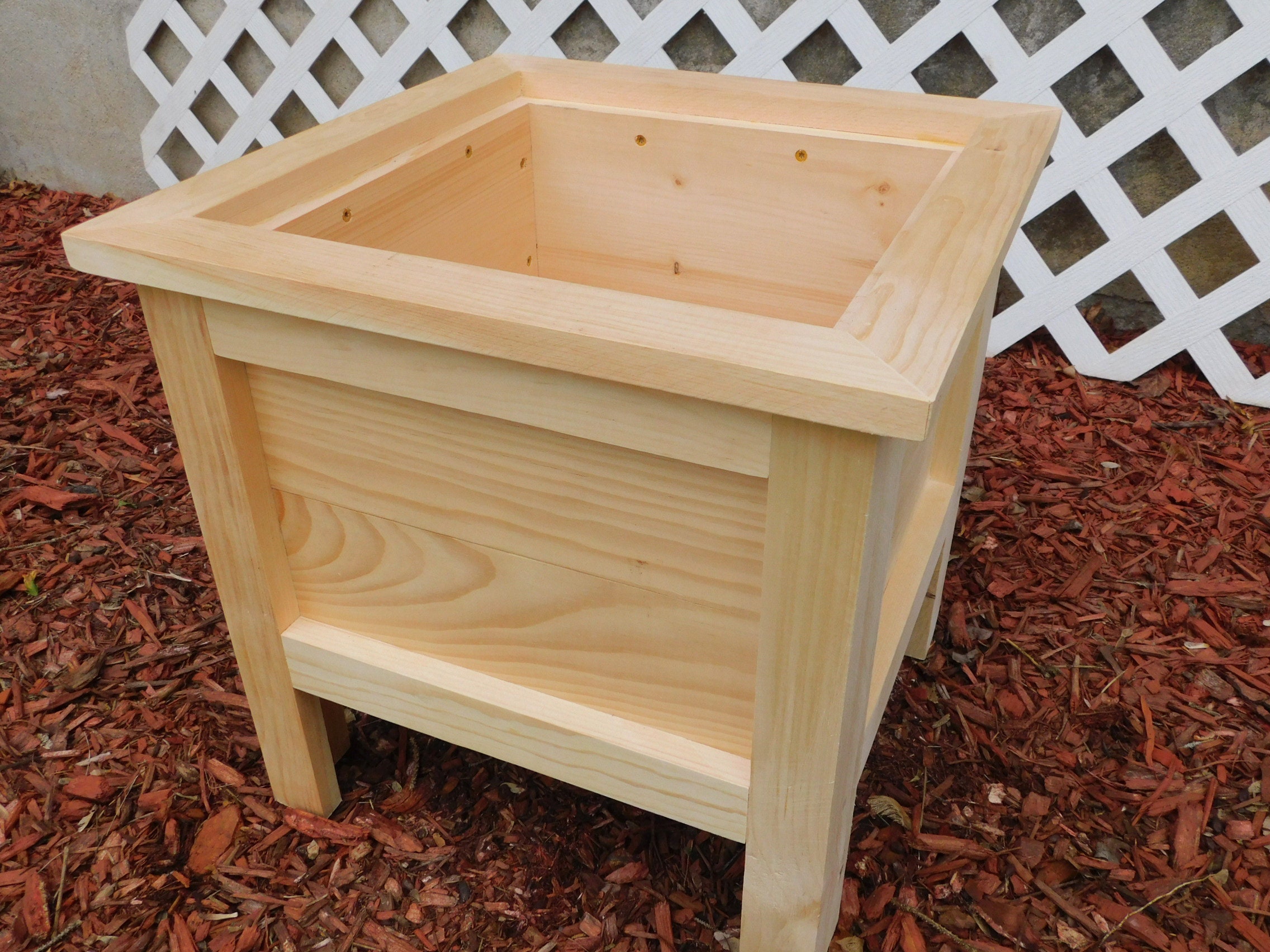 Solid Natural White Pine Planter Box Quality Built Bottom Slot for ...