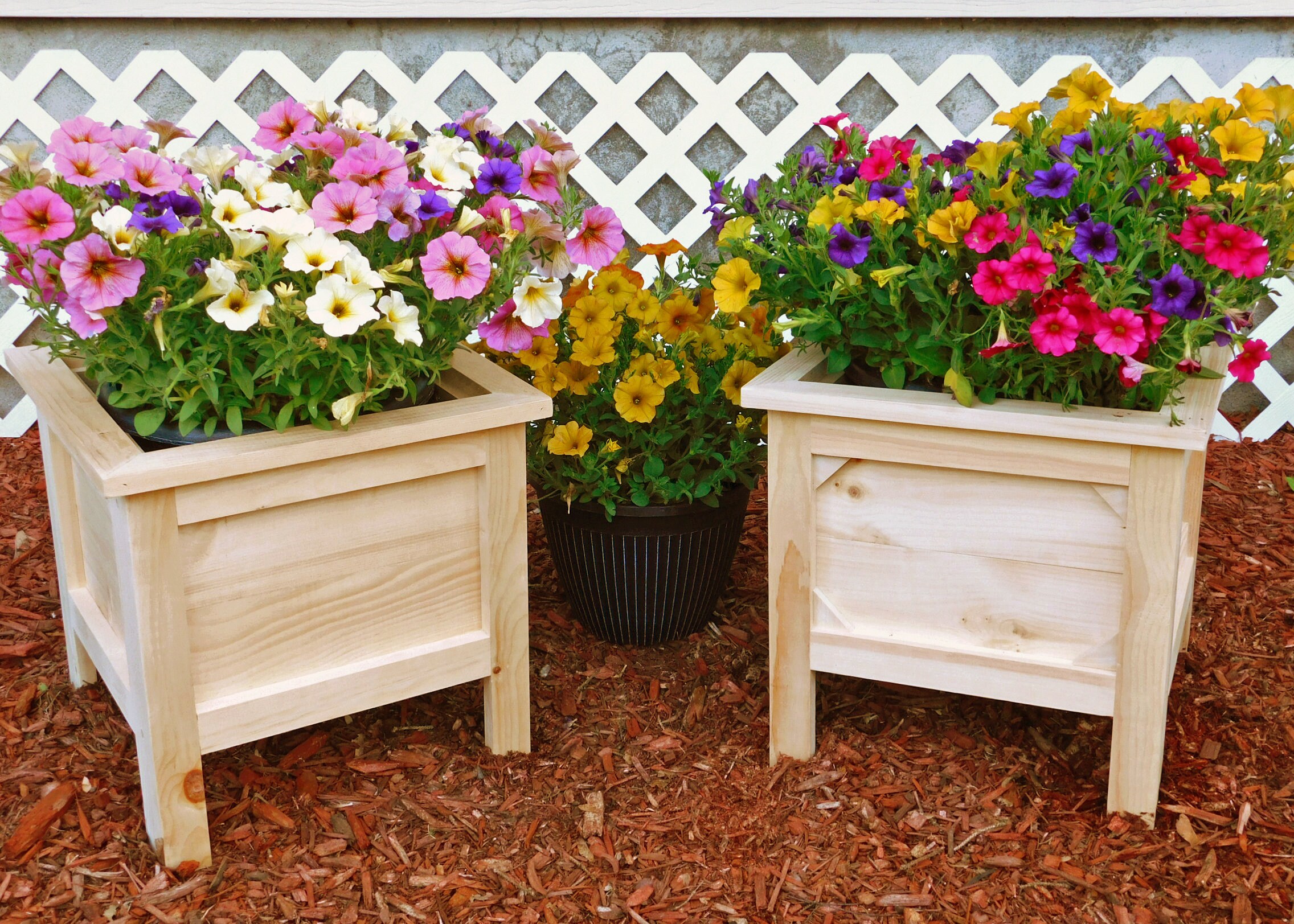 Solid Natural White Pine Planter Box Quality Built Bottom Slot for ...