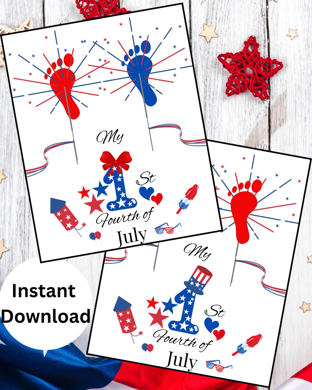 My First 4th July Firecrackers, Footprint Handprint Art Craft, First ...