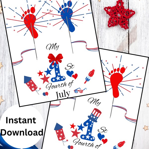 4th of July Baby Footprint - Etsy