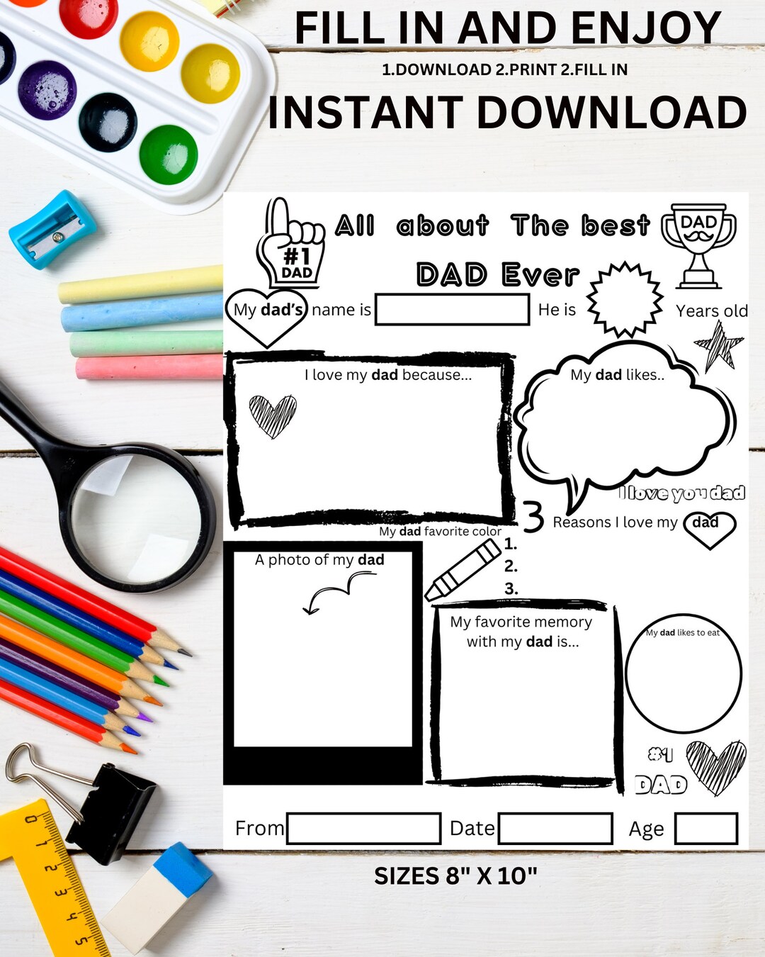 All About My Dad Printable Fathers Day Questionnaire Dad Gift From Kids ...