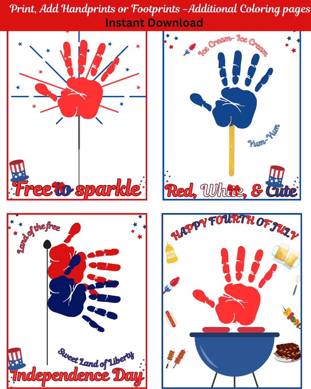 4th July Firecrackers, Footprint Handprint Art Craft, First ...