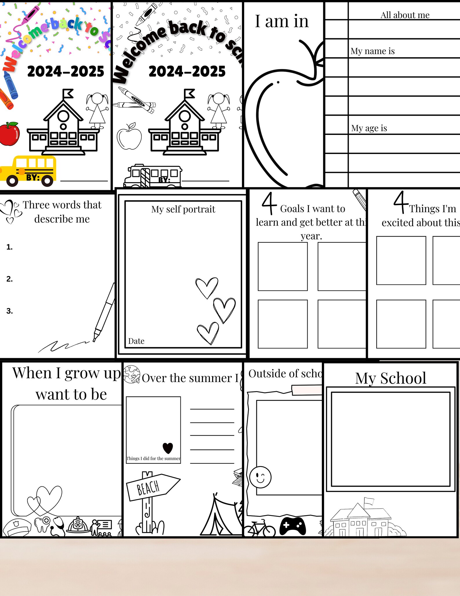 Welcome Back to School Memory Book, First Day of School, Kindergarten ...