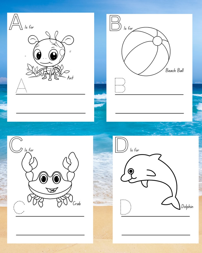 ABC Summer Coloring Book, ABC Coloring Activity, ABC Coloring Book ...