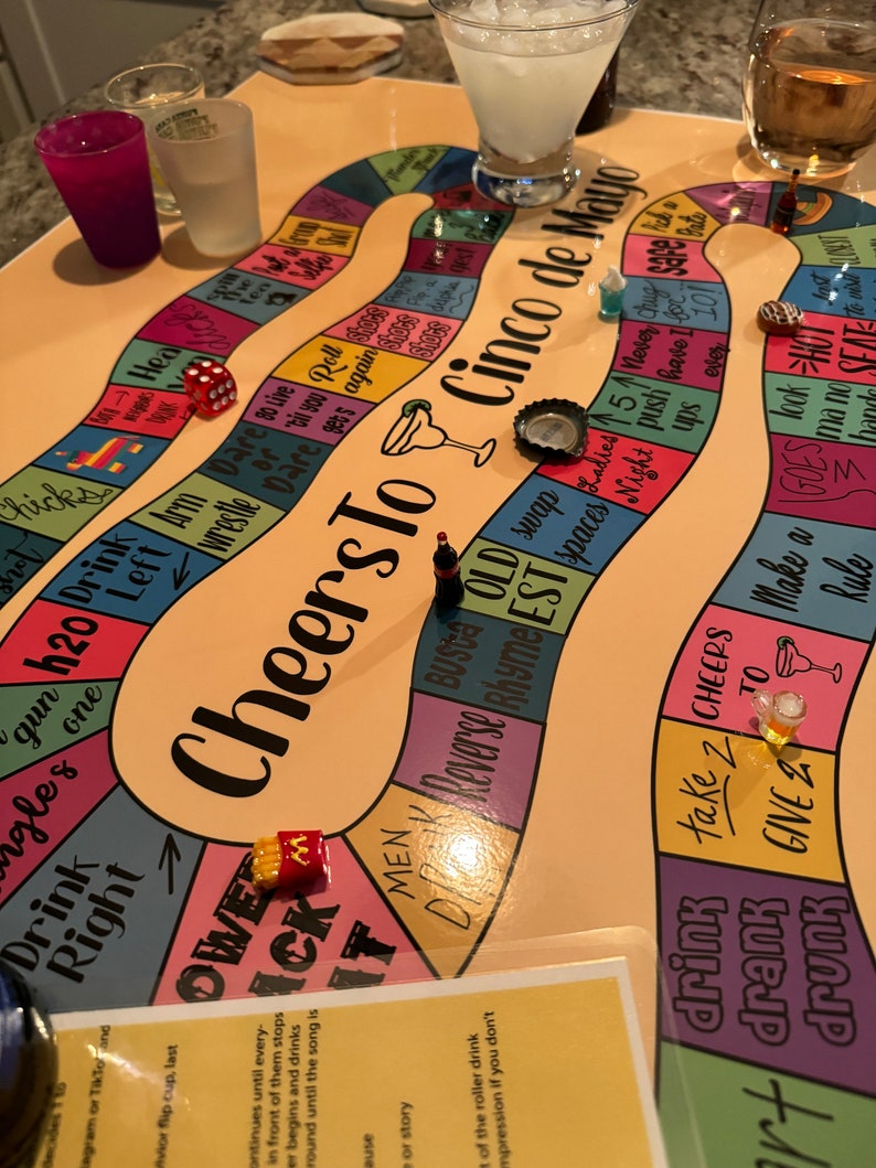 Printed Cheersto Game Board, Rules, Game Pieces & Die - Etsy