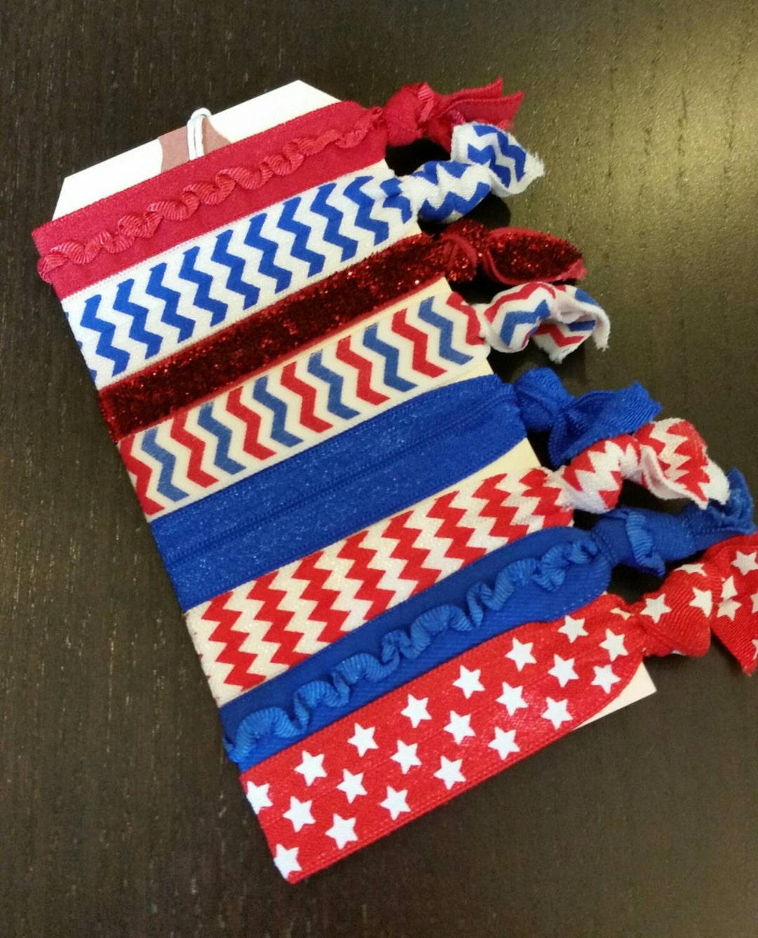 Stars and Chevron Red White and Blue Elastic Hair Tie Set ... 8 Ct - Etsy