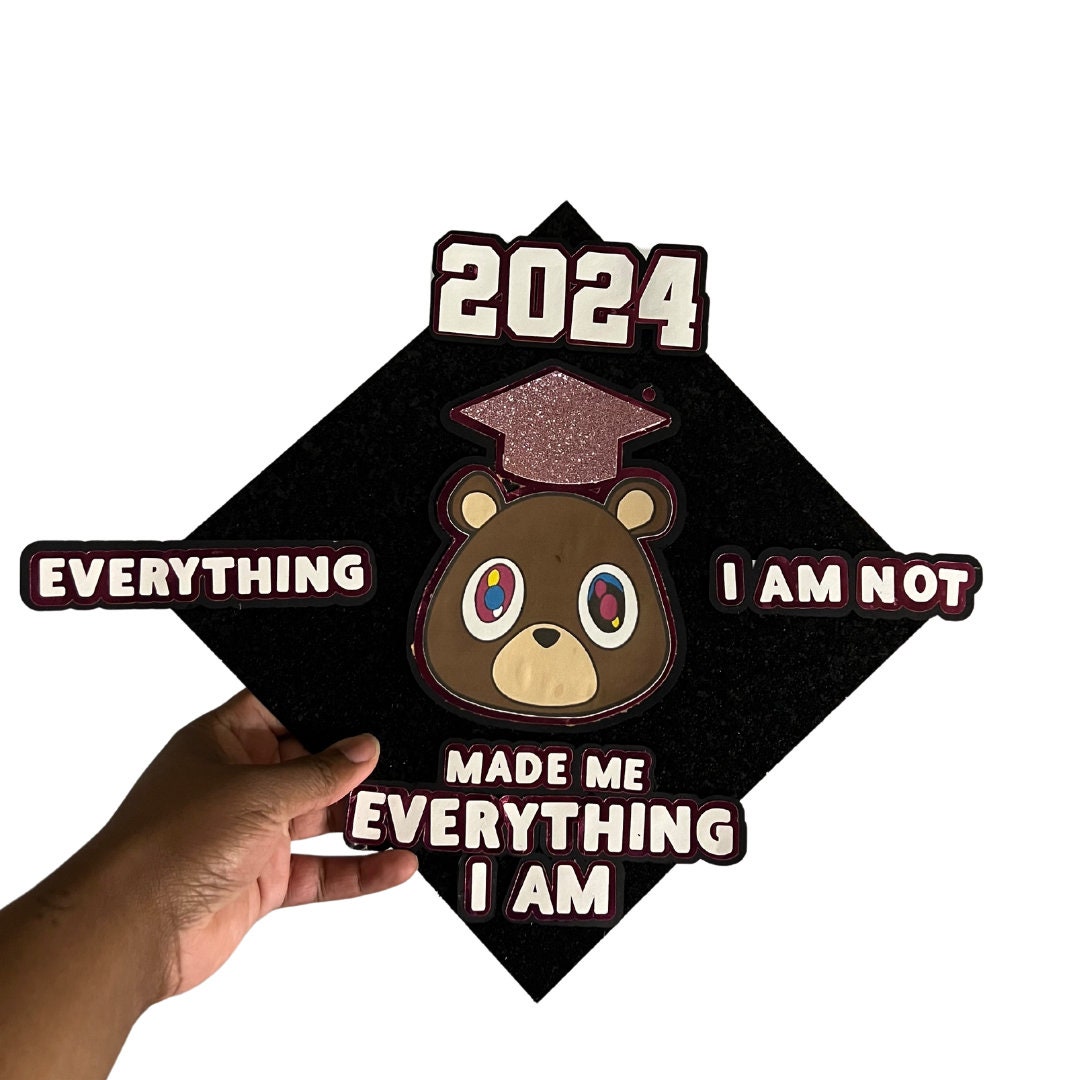 Kanye West Graduation Bear Grad Cap 3D Topper Cardstock Graduation Cap ...