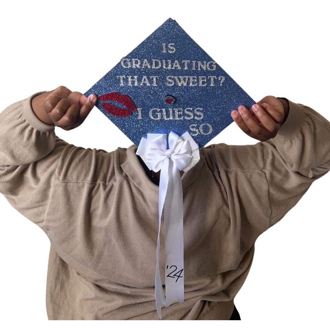 Short N Sweet Inspired Grad Cap, Sabrina Carpenter Graduation, Girly ...