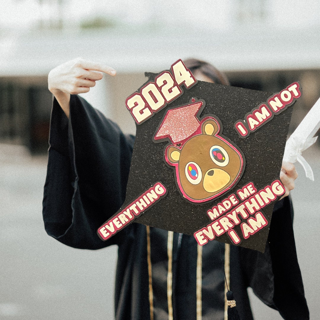 Kanye West Graduation Bear Grad Cap 3D Topper Cardstock Graduation Cap ...