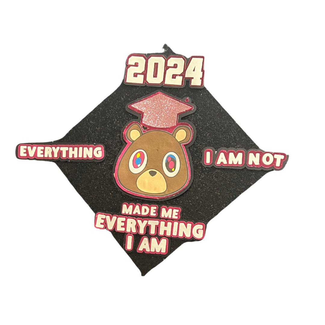 Kanye West Graduation Bear Grad Cap 3D Topper Cardstock Graduation Cap ...