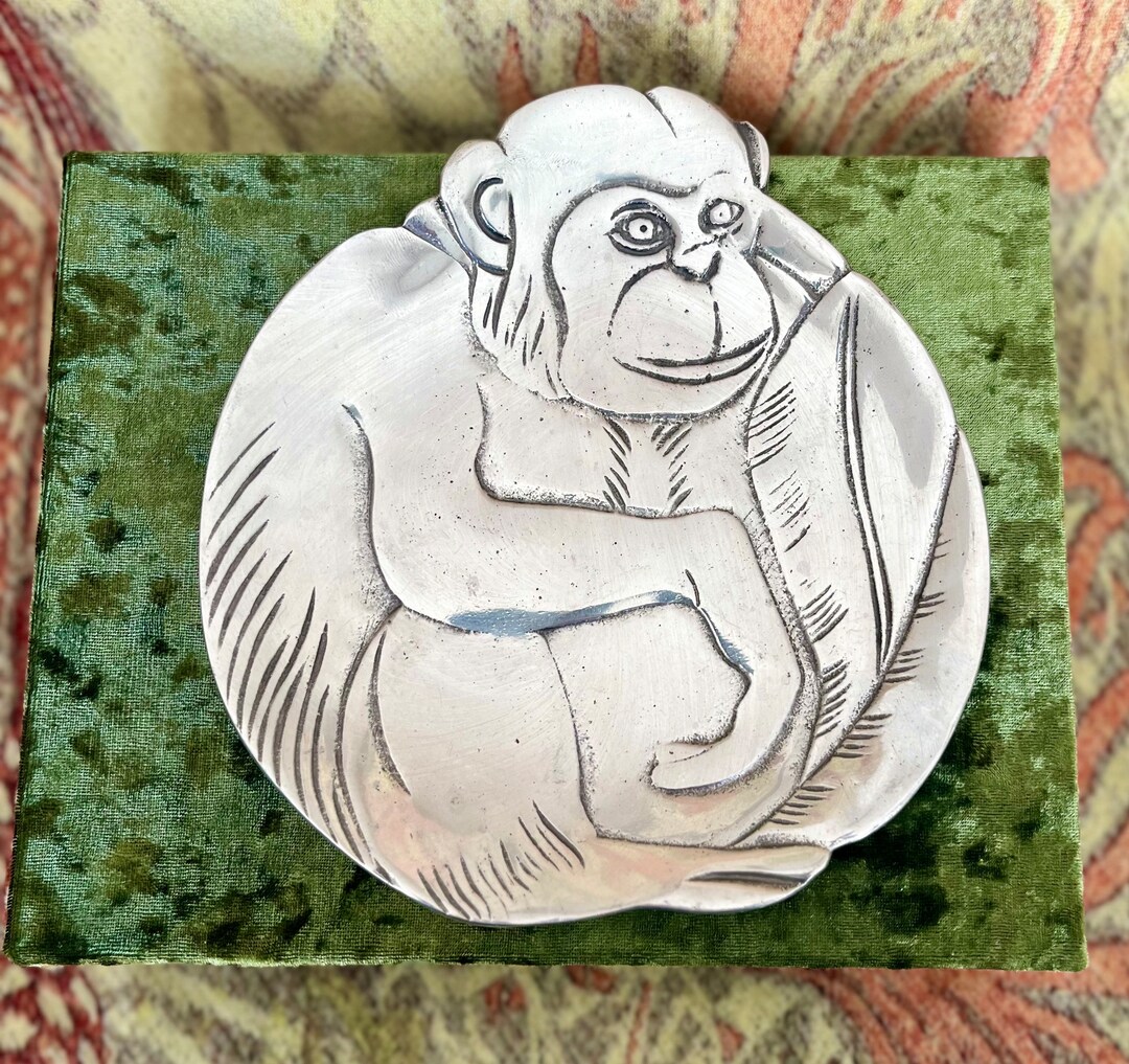 Vintage Silver Metal Monkey Tray 1991 CBK LTD. Trinket Tray - Etsy
