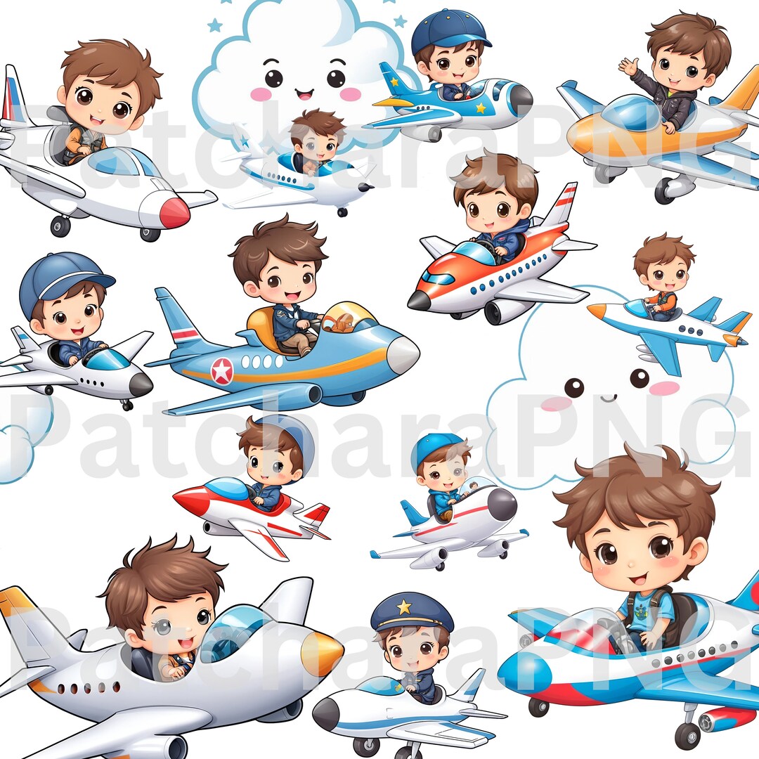 Clipart Airplanes Pilots Air Transport Travel Aviator Party Pilot Boy ...