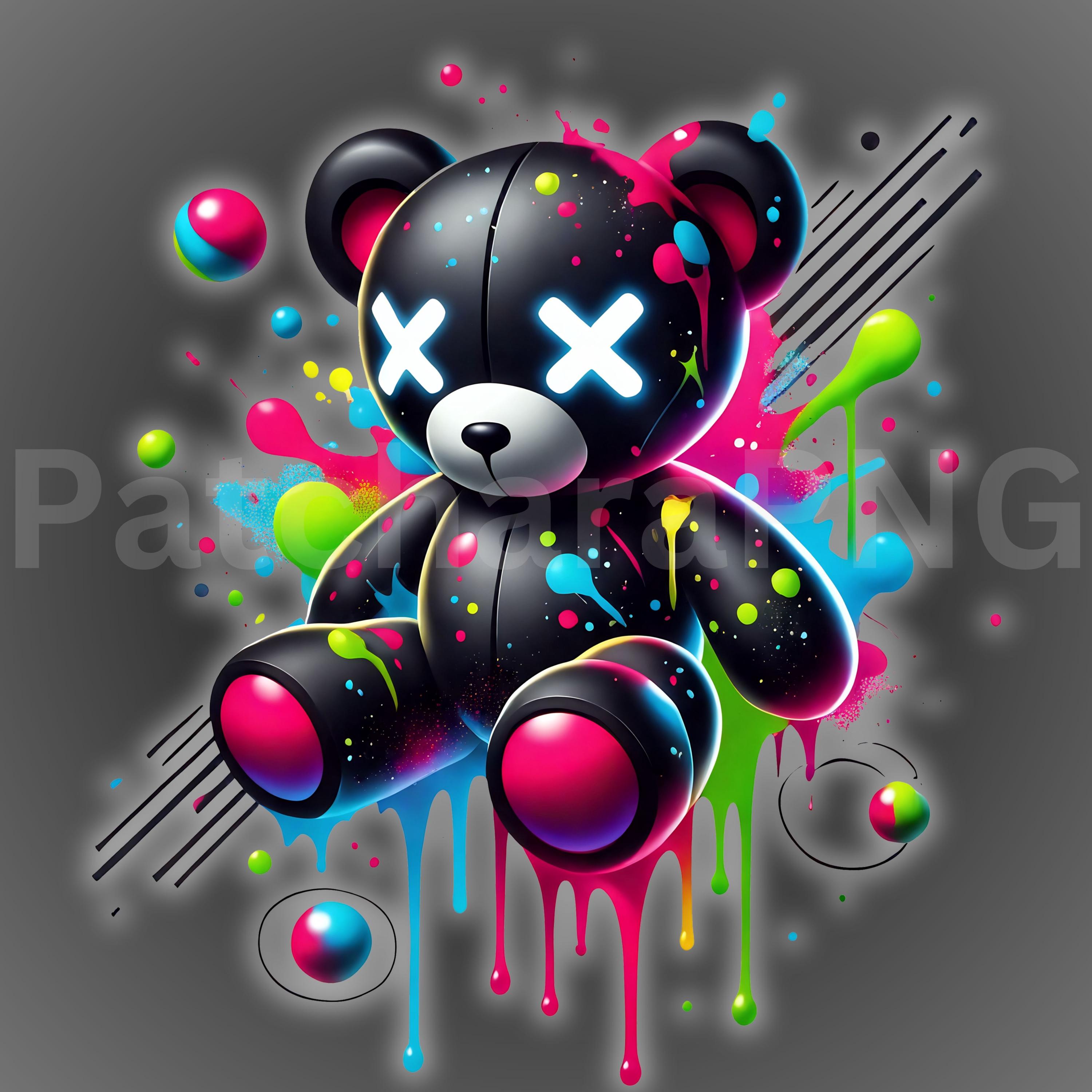 Neon Drip Bear PNG – Graffiti Street Art Teddy Sublimation Design ...
