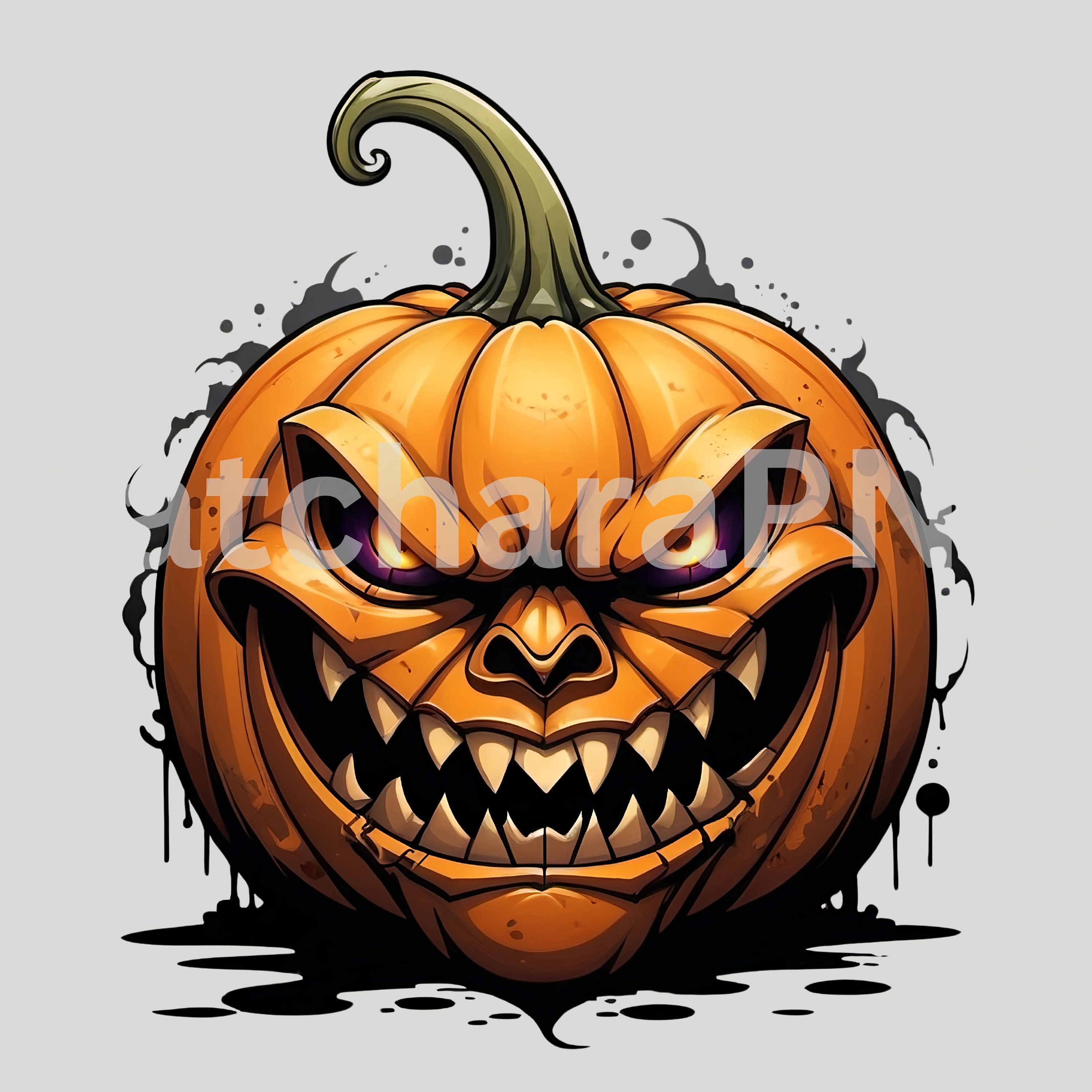Menacing Evil Pumpkin Graffiti Art - Sinister Pumpkin Design for Spooky ...