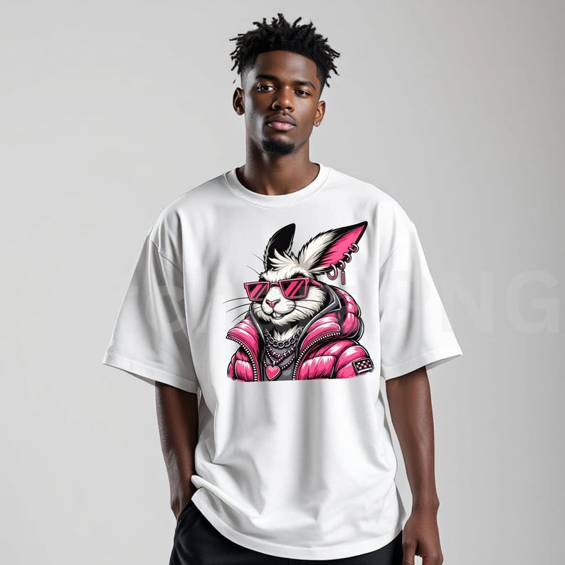 Swag Bunny PNG | Cool Bunny Clipart With Pink Mohawk, Shades, and ...