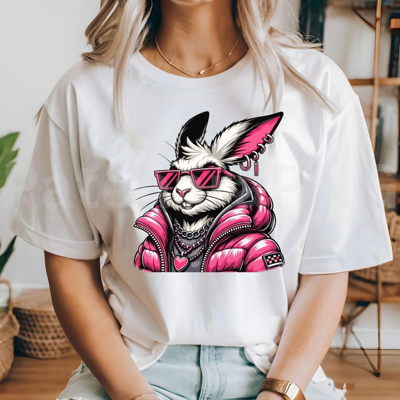 Swag Bunny PNG | Cool Bunny Clipart With Pink Mohawk, Shades, and ...