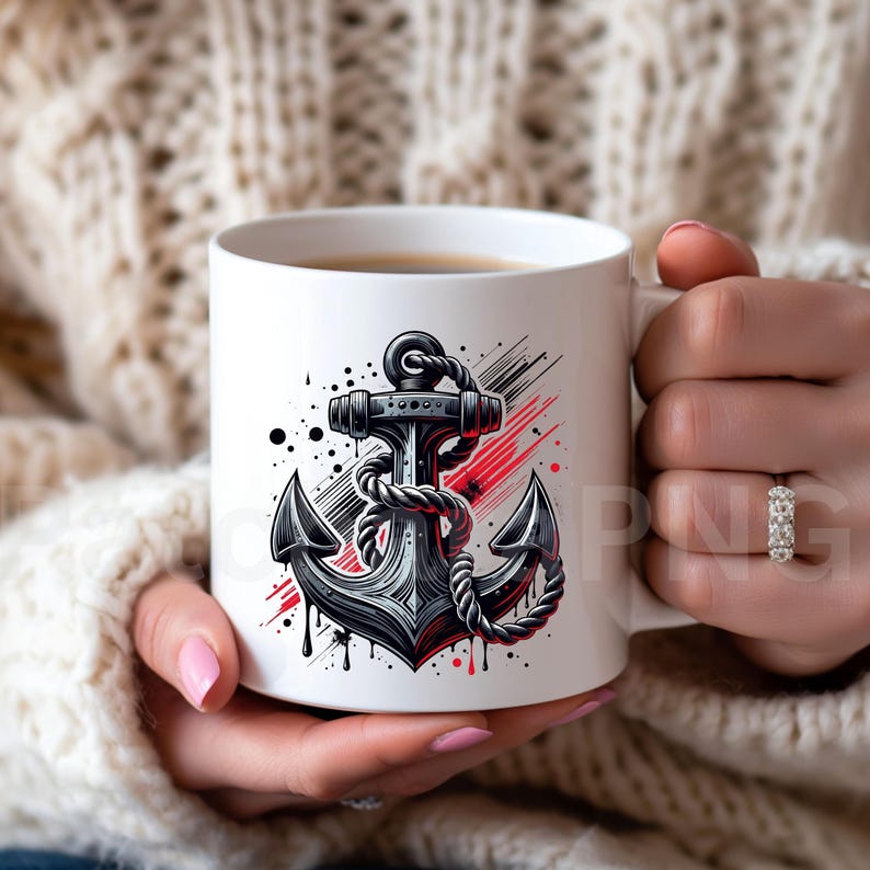 Anchor PNG Graffiti Nautical Tattoo Style | Urban Rope Clipart for DTF ...