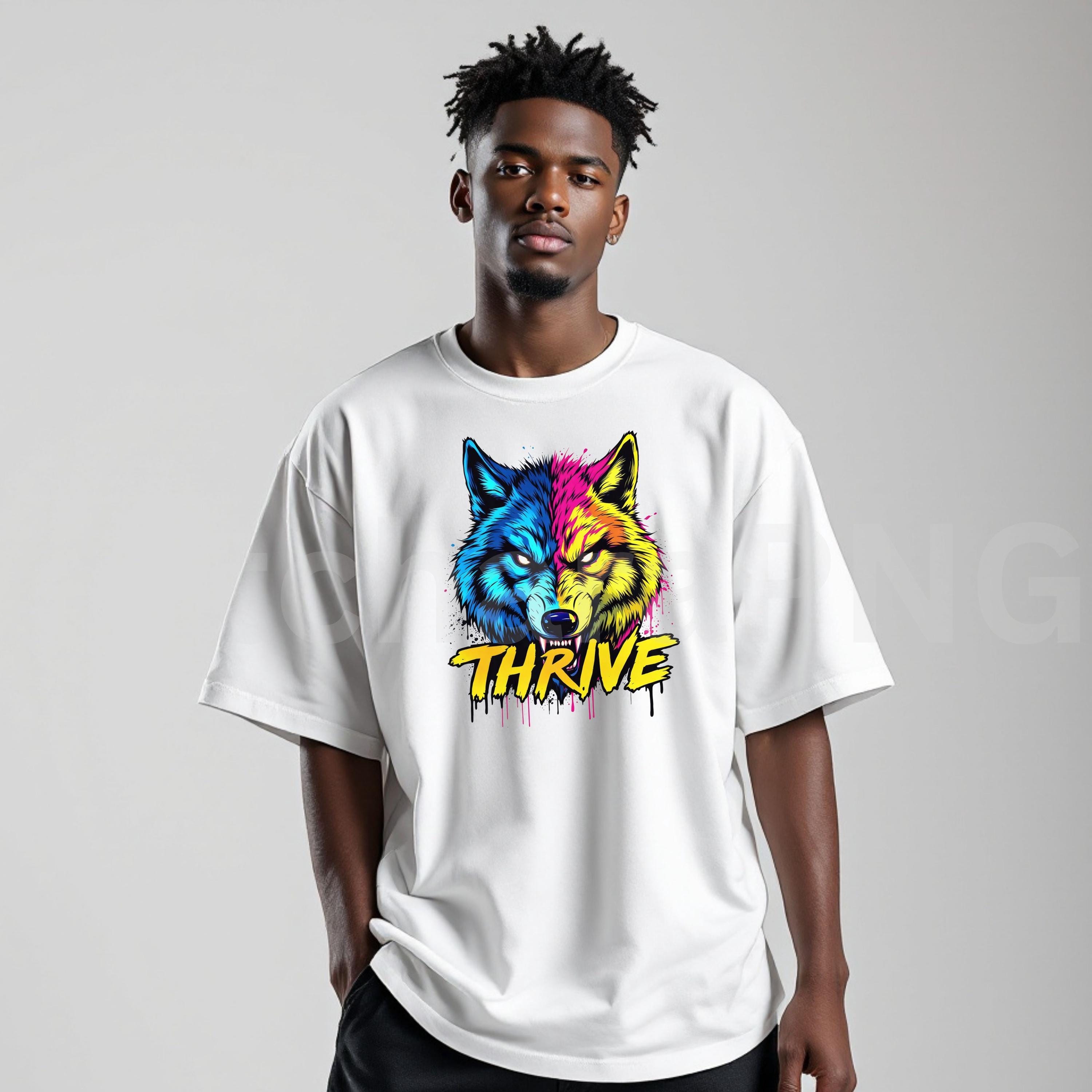 Thrive Wolf PNG | Neon Graffiti Wolf Clipart | Powerful Urban Animal ...