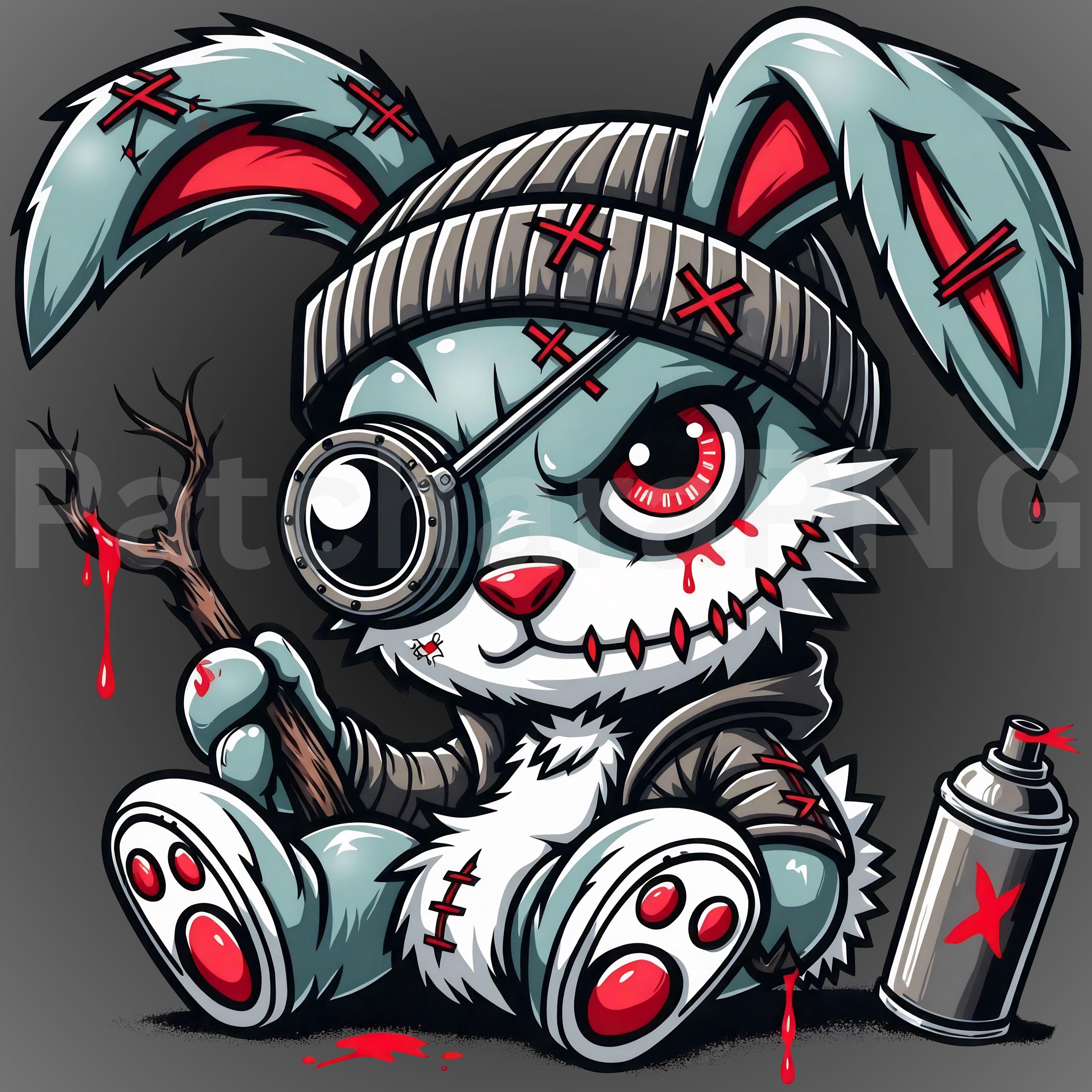 Graffiti Bunny PNG | Dark Cute Bunny Clipart With Spray Can | Urban ...