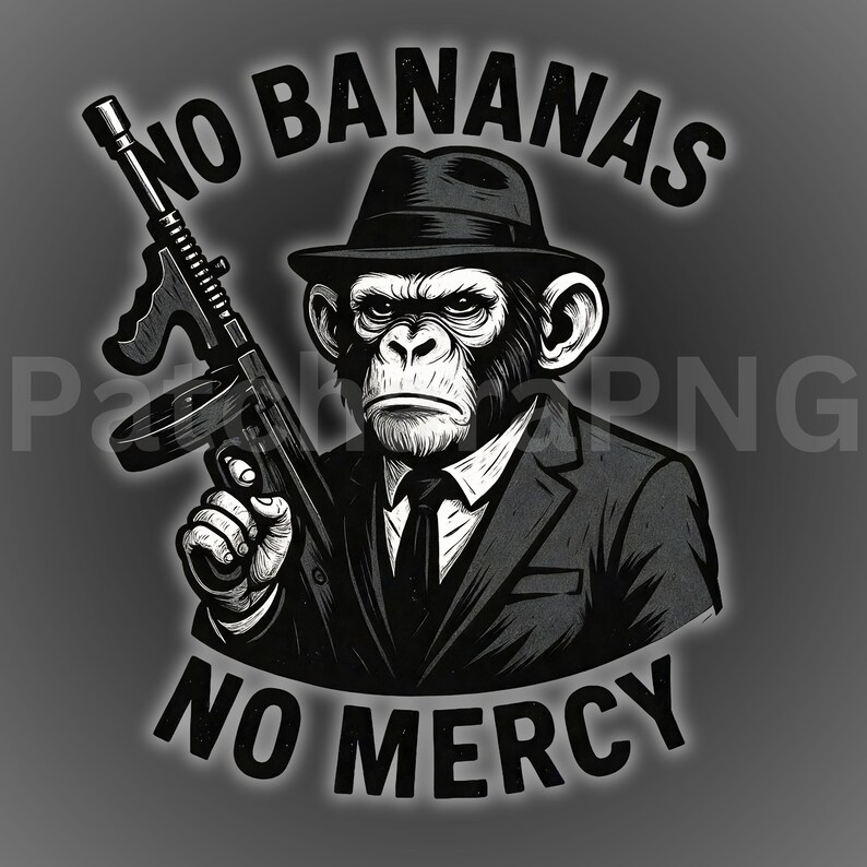 Monkey Png , No Bananas No Mercy | Gangster Monkey Clipart | Retro Mob ...