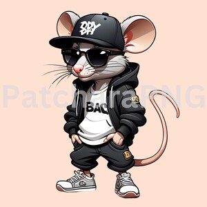 Cool Hip-hop Rat Cartoon PNG - Streetwear Mouse Clipart for T-shirts ...