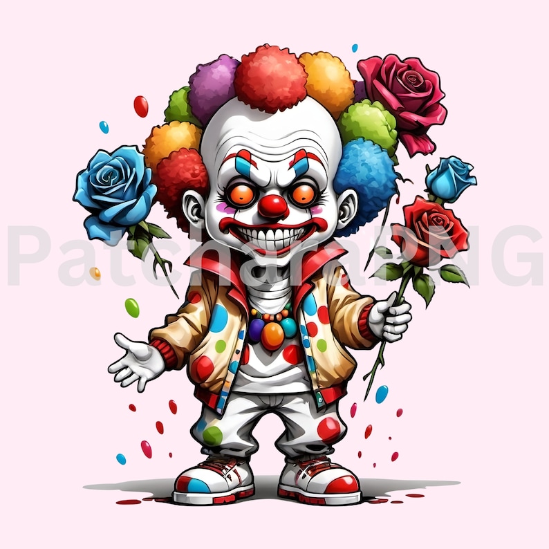 Creepy Graffiti Clown-rose, PNG File Trippy Graffiti Digital T-shirt ...