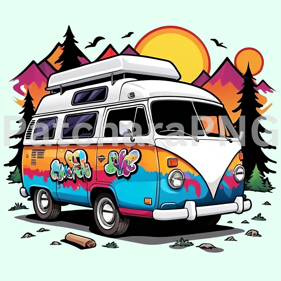 Van Campping Graffiti,adventure Van Graffiti,hip-hop Camper Art,urban ...