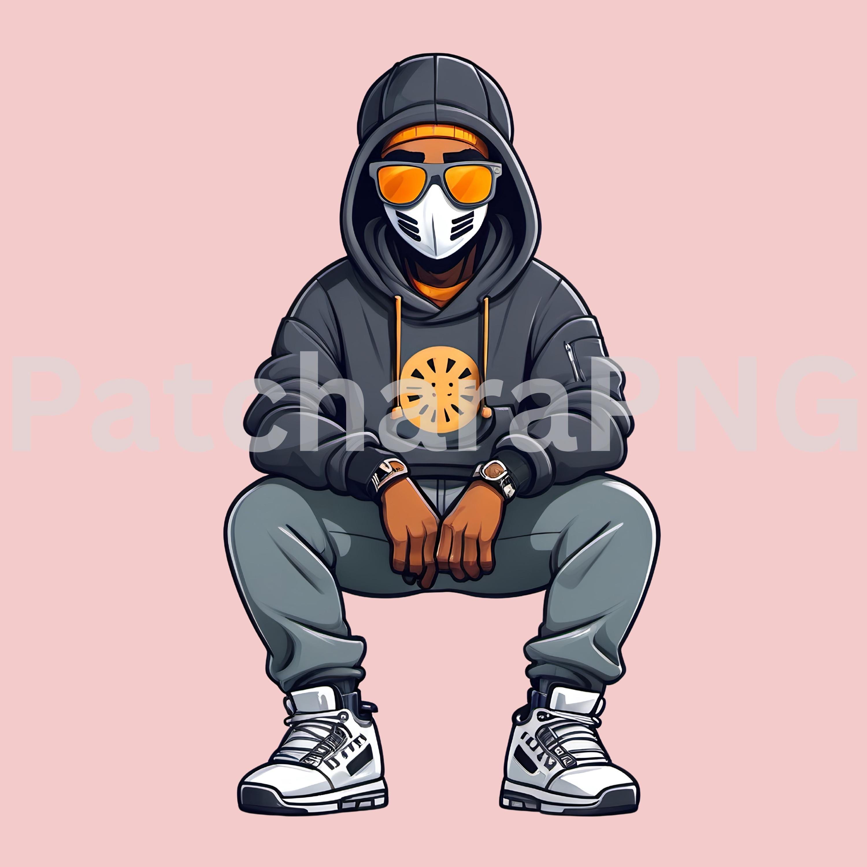 Hip-hop Ski Mask Characters PNG Duo | Gangsta Streetwear Cartoon | DTF ...