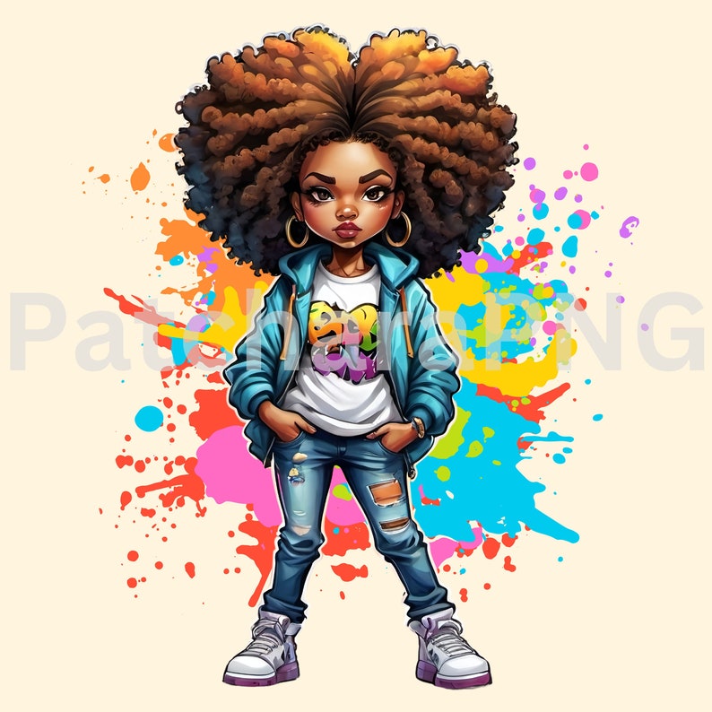 Graffiti Afro Hair Girl Clipart Digital Download Hip Hop Girl Art ...