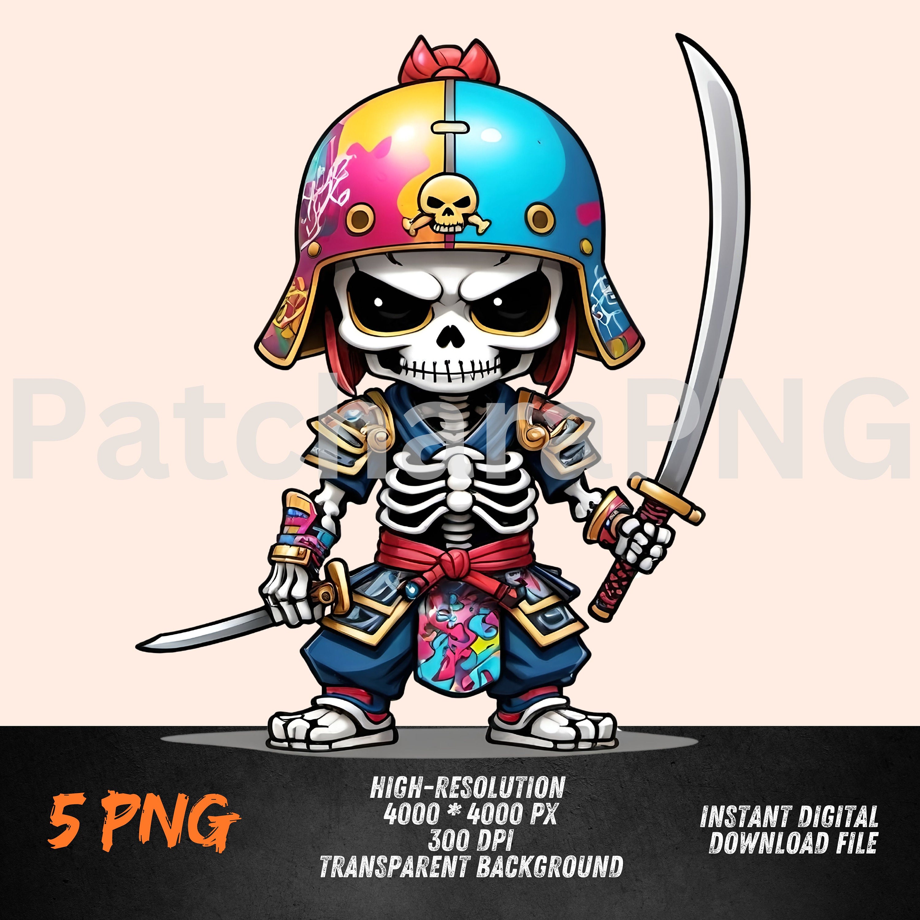 Skeleton Samurai PNG Warrior T-shirt Sticker, Instant Digital File ...