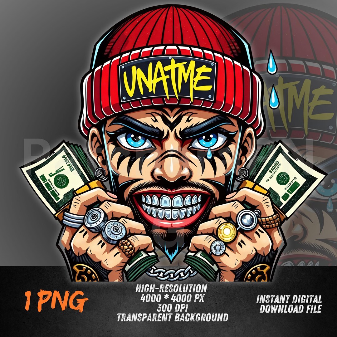 Gangsta Money Hustler PNG | Urban Streetwear Clipart | Tattooed ...